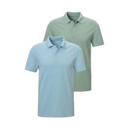 Poloshirt John Devin, Herren, Gr. M (48/50), blau (hellblau, salbei), Piqu&eacute;, Obermaterial: 100% Baumwolle, unifarben, Basic, regular fit normal, Rundhals, abgesteppte Kante, Shirts Shirt, mit dezenter- hochwertiger Logostickerei - 2er-Sparpack