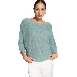 Strickpullover Zero "Damen mit Fledermaus&auml;rmeln", Damen, Gr. M, silber blau, Strick, Obermaterial: 65% Polyacryl, 35% Polyamid, l&auml;ssig geschnitten h&uuml;ftlang, U-Boot-Ausschnitt, Pullover Strickpullover, Gerippt