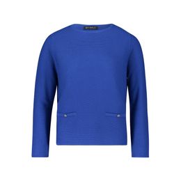 Rundhalspullover Betty Barclay "Feinstrickpullover mit aufgesetzten Taschen", Damen, Gr. 36, blau (adria), Obermaterial: 50% Baumwolle CO. 50% Polyacryl PAN., Pullover Rundhalspullover