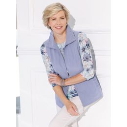 Kurzweste, Damen, Gr. 46, taubenblau, 89% Polyester, 11% Polyamid, unifarben, Westen