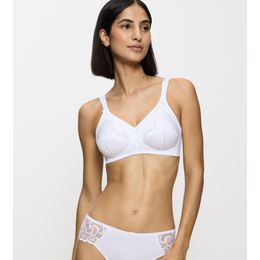 B&uuml;gelloser BH Triumph "Doreen + Cotton 01 N", Damen, Gr. 80, Cup E, wei&szlig;, Microtouch, Obermaterial: 35% Polyester, 29% Polyamid, 22% Baumwolle, 13% Elasthan, 1% Viskose, unifarben, BHs B&uuml;gelloser BH, mit zarter Lochstickerei