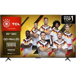 TCL Mini-LED-Fernseher "85Q6CX1", Energieeffizienz: D, schwarz, 85 &Prime;, Fernseher, 4K Multi-HDR Dolby Vision, 144Hz, ONKYO Dolby Atmos, Apple Airplay 2, Mini-LED-Fernseher