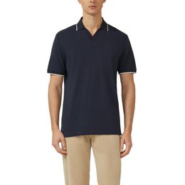 Kurzarmshirt s.Oliver, Herren, Gr. XL, navy, Jersey, Obermaterial: 100% Baumwolle, unifarben mit Farbeinsatz, regular fit h&uuml;ftbedeckend, V-Ausschnitt, B&uuml;ndchen kontrastfarben, Shirts, mit Polokragen