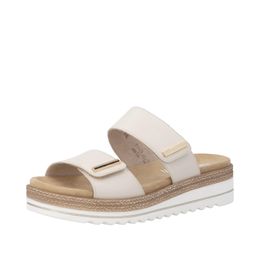 Pantolette Remonte, Damen, Gr. 45, sanftes wei&szlig;, Leder, unifarben, Schuhe Pantolette, Sommerschuh, Hausschuh, Plateauschuh mit Softfu&szlig;bett