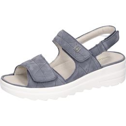 Waldl&auml;ufer Keilsandalette WALDL&Auml;UFER "H-IZZY", Damen, Gr. 3,5 (36), jeansblau, Nubukleder, unifarben, Schuhe, Sommerschuh, Sandale, Bequemschuh mit Klettverschl&uuml;ssen, H-Weite