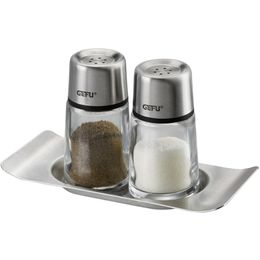 Salz- / Pfefferstreuer Gefu "BRUNCH Set", transparent, B:5,3cm H:6,9cm, Gew&uuml;rzstreuer, Salz- / Pfefferstreuer, stilvolles, modernes Design aus hochwertigem Edelstahl und Glas