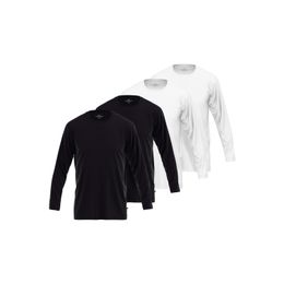 G&ouml;tzburg Longsleeve G&Ouml;TZBURG "Longsleeve Langarmshirt 4P 4er Pack", Herren, Gr. L, bunt (wei&szlig;, schwarz), Obermaterial: 100% Baumwolle CO., Shirts Longsleeve