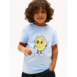 T-Shirt Tommy Hilfiger "LB FUN PRINT GRAPHIC T-SHIRT", M&auml;dchen, Gr. 4 (104), sweet blau, Single Jersey, Obermaterial: 100% Baumwolle, bedruckt, unifarben, regular fit h&uuml;ftbedeckend, Rundhals, Shirts T-Shirt, Kinder bis 16 Jahre, Druck, regular fit