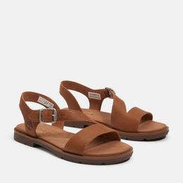 Sandale Timberland "CALISTA BAY BACKSTRAP SANDAL", Damen, Gr. 41, grau (rst full gra), Leder, Schuhe Sandale, aus Leder