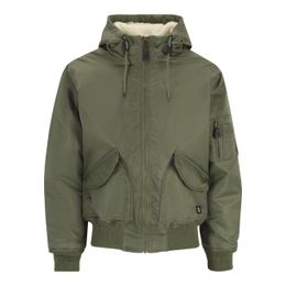 Bomberjacke Brandit "Brandit Herren CWU Jacket hooded", Herren, Gr. L, olive, 100% Polyamid, unifarben, normal, ohne Ausschnitt, Jacken Bomberjacke