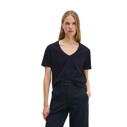 Marc O'Polo T-Shirt MARC O'POLO "aus Organic Cotton", Damen, Gr. L, blau (maniac midnight), Obermaterial: 100% Baumwolle, unifarben, Basic, regular fit, V-Ausschnitt, Shirts T-Shirt