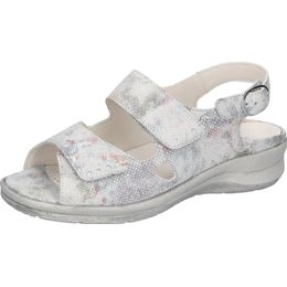 Waldl&auml;ufer Sandale WALDL&Auml;UFER "MERLE", Damen, Gr. 5,5 (38,5), silberfarben multicolor, Nubukleder, Textil, Reptilienpr&auml;gung, Basic, Schuhe Sandale, Sommerschuh, Bequemschuh, Klett- und Druckknopfverschluss, M-Weite
