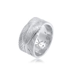 Silberring Kuzzoi "Ring Herren Feder Vintage Trend Massiv 925 Silber" Gr. 62, silber, Fingerringe, Herren, 62, Silber 925 (Sterlingsilber), Silberring
