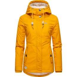 Winterjacke Ragwear "Monade", Damen, Gr. L (40), gelb (curry), Obermaterial: 65% Polyester, 35% Baumwolle. Futter: 100% Polyester. Wattierung: 100% Polyester, figurbetont Po-bedeckend, verstellbar Rippstrickb&uuml;ndchen mit Druckknopf, Jacken Winterjacke, Damen Winterparka mit Kapuze und m. Fleece gef&uuml;ttert