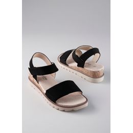 ANISTON SHOES Damen Sandale, Gr. 40schwarz, Textil, Schuhe, Sommerschuh, Klettschuh, Keilabsatz - NEUE KOLLEKTION