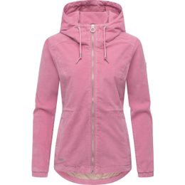 Cordjacke Ragwear "Cordjacke Dankka Cordy YOUMODO", Damen, Gr. L, rosa (dusty rose), Obermaterial: 98% Baumwolle CO. 2% Elasthan EL. Obermaterial: Futter: 100% Polyester PES., Jacken Cordjacke