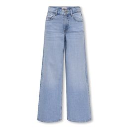Weite Jeans KIDS Only "KOGLOPEZ HW WIDE DNM BOX", Jungen, Gr. 152, N-Gr, light blau denim, Denim/Jeans, Obermaterial: 100% Baumwolle, Abriebeffekte, unifarben, weit lang, Jeans