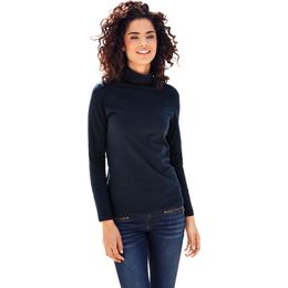 Rollkragenshirt Heine "Rollkragen-Shirt", Damen, Gr. 38, blau (marine), 95% Baumwolle, 5% Elasthan, unifarben, Shirts