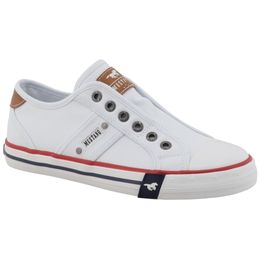 Slip-On Sneaker Mustang Shoes "Winona", Damen, Gr. 40, wei&szlig;, Baumwolle, Schuhe, Slipper, Halbschuh mit modischen Kontrastn&auml;hten