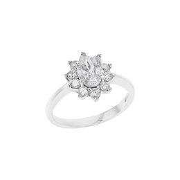 Fingerring Amor Gr. 60, silberfarben, kristallwei&szlig;, Fingerringe, Damen, 60, Silber 925 (Sterlingsilber), 2mm, Fingerring, mit Zirkonia (synth.)