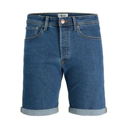 Jack & Jones PlusSize Shorts "JJIRICK JJORIGINAL SHORT", Herren, Gr. 44 (5XL), N-Gr, mid blau denim, Denim/Jeans, Obermaterial: 54% Baumwolle, 33% Polyester, 7% Lyocell, 4% Viskose, 2% Elasthan, JACK & JONES PLUSSIZE, leichte Abriebeffekte, regular fit ca. Mitte Knie, Hosen Shorts