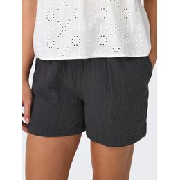Shorts Only "ONLTHYRA SHORTS NOOS WVN", Damen, Gr. S, N-Gr, phantom, Web, Obermaterial: 100% Baumwolle, unifarben, regular fit kurz, Hosen Shorts, Baumwolle, regular fit