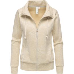 Sweatjacke Ragwear "Sweatjacke Ronette Print", Damen, Gr. L, beige (sand), Obermaterial: 70% Baumwolle CO. 30% Polyester PES., Sweatjacken Sweatjacke