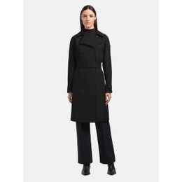 Trenchcoat Khujo "Rula2", Damen, Gr. L (40), schwarz, Obermaterial: 65% Baumwolle, 35% Polyester. Innenfutter: 95% Polyester, 5% Elasthan, tailliert knieumspielend, mit Knopf,verstellbar abgesteppte Kante mit Kn&ouml;pfen,verstellbar, M&auml;ntel, Klassischer &Uuml;bergangsmantel mit Knopfleiste