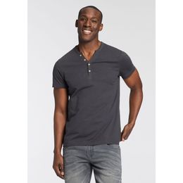 T-Shirt Bruno Banani, Herren, Gr. S (44/46), grau (anthrazit), Single Jersey, Obermaterial: 100% Baumwolle, unifarben, schmal, gerader Abschluss, Shirts T-Shirt, Mit gekn&ouml;pften V-Ausschnitt, Topseller