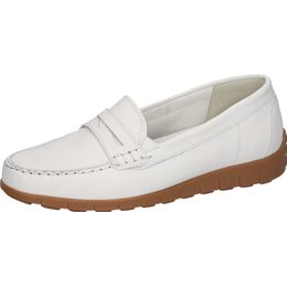 Waldl&auml;ufer Mokassin WALDL&Auml;UFER "H-LUCY", Damen, Gr. 6,5, wei&szlig;, Nappaleder, unifarben, Schuhe Mokassin, Halbschuh, Slipper, Schlupfschuh, mit Zierriegel, Komfortweite H