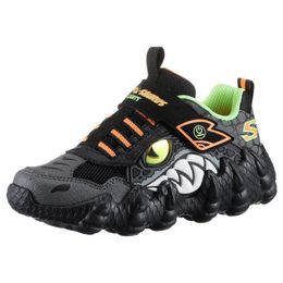 Sneaker Skechers "SKECH-O-SAURUS LIGHTS", Jungen, Gr. 32, schwarz (schwarz, limette, neon dino), Lederimitat, Mesh, kontrastfarbene Details, Schuhe Sneaker, Blinkschuh, Trekkingschuh, Kindergartenschuh mit markanter Profilsohle