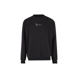 Rundhalspullover Karl Kani "Karl Kani Herren KKMQ12003BLK Small Signature Crew", Herren, Gr. XS, schwarz, 80% Baumwolle, 20% Polyester, unifarben, normal, Rundhals, Pullover Rundhalspullover