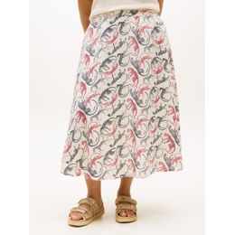 A-Linien-Rock Tommy Hilfiger Curve "CRV ESS LINEN FLARE SKIRT", Damen, Gr. 54, leopard baroque rwb, Web, Obermaterial: 100% Leinen, bedruckt, relaxed fit ca. Mitte Wade, R&ouml;cke A-Linien-Rock, in gro&szlig;en Gr&ouml;&szlig;en, ausgestellte Form