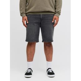 Jack & Jones PlusSize Shorts "JJIRICK JJORIGINAL SHORTS AT 999 PLS", Herren, Gr. 42 (4XL), N-Gr, schwarz, Web, Obermaterial: 54% Baumwolle, 33% Polyester, 7% Lyocell, 4% Viskose, 2% Elasthan, JACK & JONES PLUSSIZE, unifarben, regular fit knielang, Hosen Shorts
