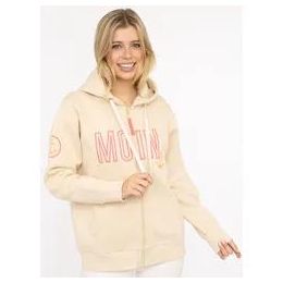 Kapuzensweatjacke Zwillingsherz "Maritim", Damen, Gr. L/XL, beige, angeraute Sweatware, Obermaterial: 50% Baumwolle, 50% Polyester, Sweatjacken, mit gesticktem MOIN und Anker Logo und Rei&szlig;verschluss