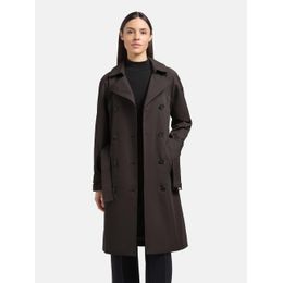 Trenchcoat Khujo "Rula2", Damen, Gr. XS (34), dunkelgrau, Obermaterial: 65% Baumwolle, 35% Polyester. Innenfutter: 95% Polyester, 5% Elasthan, tailliert knieumspielend, mit Knopf,verstellbar abgesteppte Kante mit Kn&ouml;pfen,verstellbar, M&auml;ntel, Klassischer &Uuml;bergangsmantel mit Knopfleiste