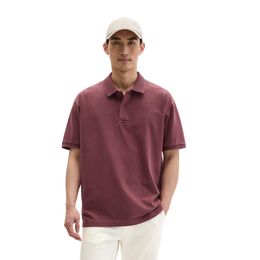 Marc O'Polo Poloshirt MARC O'POLO "aus schwerem Bio-Baumwoll-Jersey", Herren, Gr. XL, acai rot, Obermaterial: 100% Baumwolle, unifarben, loose fit, Rippb&uuml;ndchen, Shirts