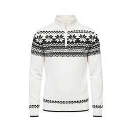 Rundhalspullover Brandit "Brandit Herren Troyer Norweger", Herren, Gr. XL, wei&szlig;, 100% Polyacryl, mehrfarbig, normal, herzf&ouml;rmiger Ausschnitt, Pullover Rundhalspullover