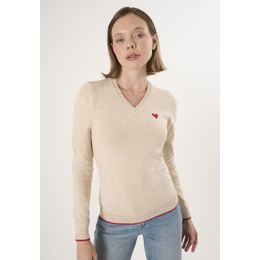 V-Ausschnitt-Pullover FELIX HARDY "V-Ausschnitt-Strickpullover", Damen, Gr. S, beige, 100% Baumwolle, Pullover