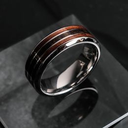 Holzkern Cartesian Ring Silber und Walnuss