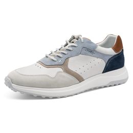 Sneaker Tamaris, Herren, Gr. 44, wei&szlig; kombiniert, Leder, Textil, Schuhe Sneaker, Freizeitschuh, Halbschuh, Schn&uuml;rschuh mit Lochmuster, f&uuml;r Herren