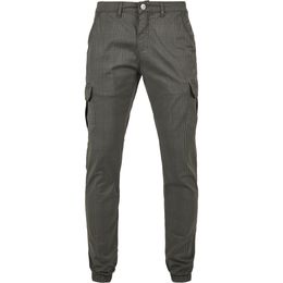 Cargohose Urban Classics "Urban Classics Herren AOP Glencheck Cargo Jog Pants", Damen, Gr. XXL, US-Gr&ouml;&szlig;en, schwarzgrau, 98% Baumwolle, 2% Elasthan, kariert, normal, Hosen Cargohose