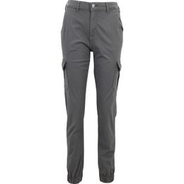 Cargohose Urban Classics "Urban Classics Damen Ladies High Waist Cargo Pants", Damen, Gr. 30, Normalgr&ouml;&szlig;en, lightshadow, 98% Baumwolle, 2% Elasthan, unifarben, normal, Hosen Cargohose
