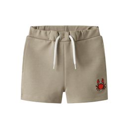 Sweatshorts name it "NMMFRESNO NREG SWE SHORTS UNB BOX PB", M&auml;dchen, Gr. 122, N-Gr, aluminium, Sweatware, Obermaterial: 60% Baumwolle, 40% Polyester, bedruckt, unifarben, normal kurz, Hosen Sweatshorts