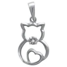 Kettenanh&auml;nger Firetti "Schmuck Geschenk Silber 925 Halsschmuck Anh&auml;nger Katze", bunt (silberfarben, wei&szlig;, wei&szlig;), Schmuckanh&auml;nger, Damen, Silber 925 (Sterlingsilber), 1 g, Kettenanh&auml;nger, mit Zirkonia (synth.)