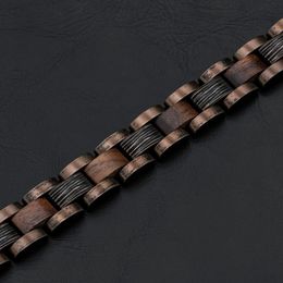 Holzkern Armband Marked (Walnuss/Kupfer), Naturholz, Men, gr&ouml;&szlig;enverstellbar