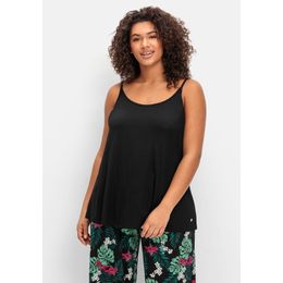 Spaghettitop sheego, Damen, Gr. 50, schwarz, 95% Viskose, 5% Elasthan, unifarben, Rundhals, Tops