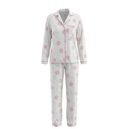 Loungeable Pyjama Damen Gr&ouml;&szlig;e L pink / wei&szlig; Winterkleid