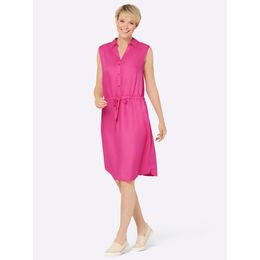 Tr&auml;gerkleid Classic Basics "Kleid", Damen, Gr. 42, Normalgr&ouml;&szlig;en, pink (fuchsia), 100% Viskose, unifarben, kurz, V-Ausschnitt, Kleider Tr&auml;gerkleid