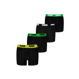 Boxershorts Puma "Boxershort Everyday Basic Boxers ECOM 4P 4er Pack", Jungen, Gr. 134-140, schwarz (schwarz, gr&uuml;n), Obermaterial: 95% Baumwolle CO. 5% Elasthan EL., Unterhosen